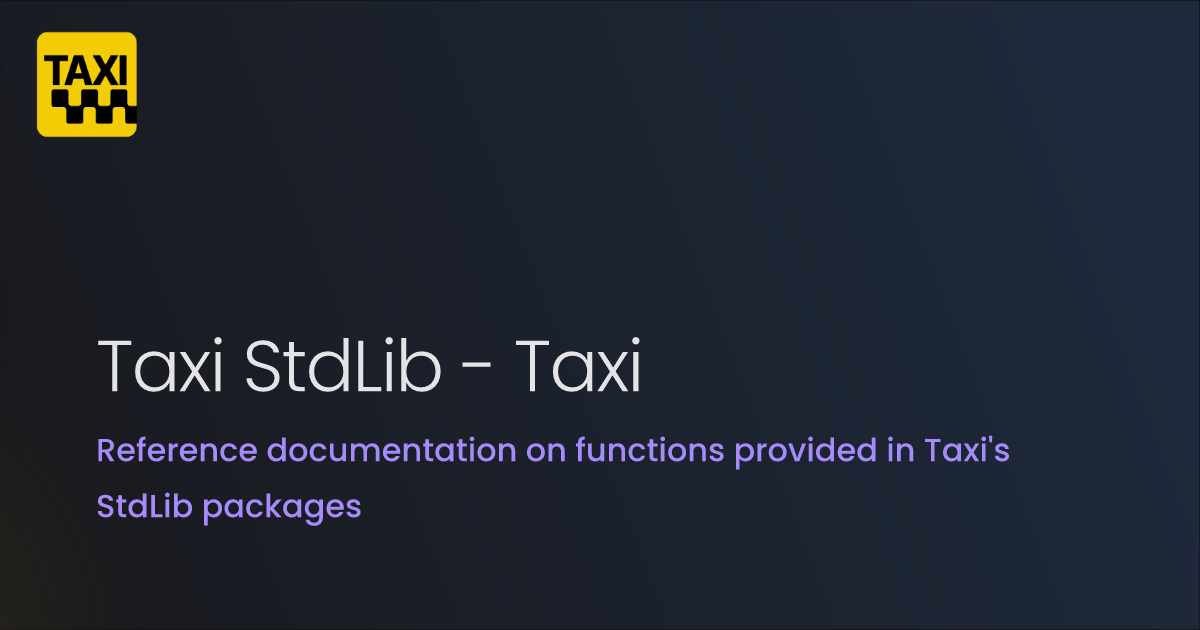Taxi StdLib - Taxi